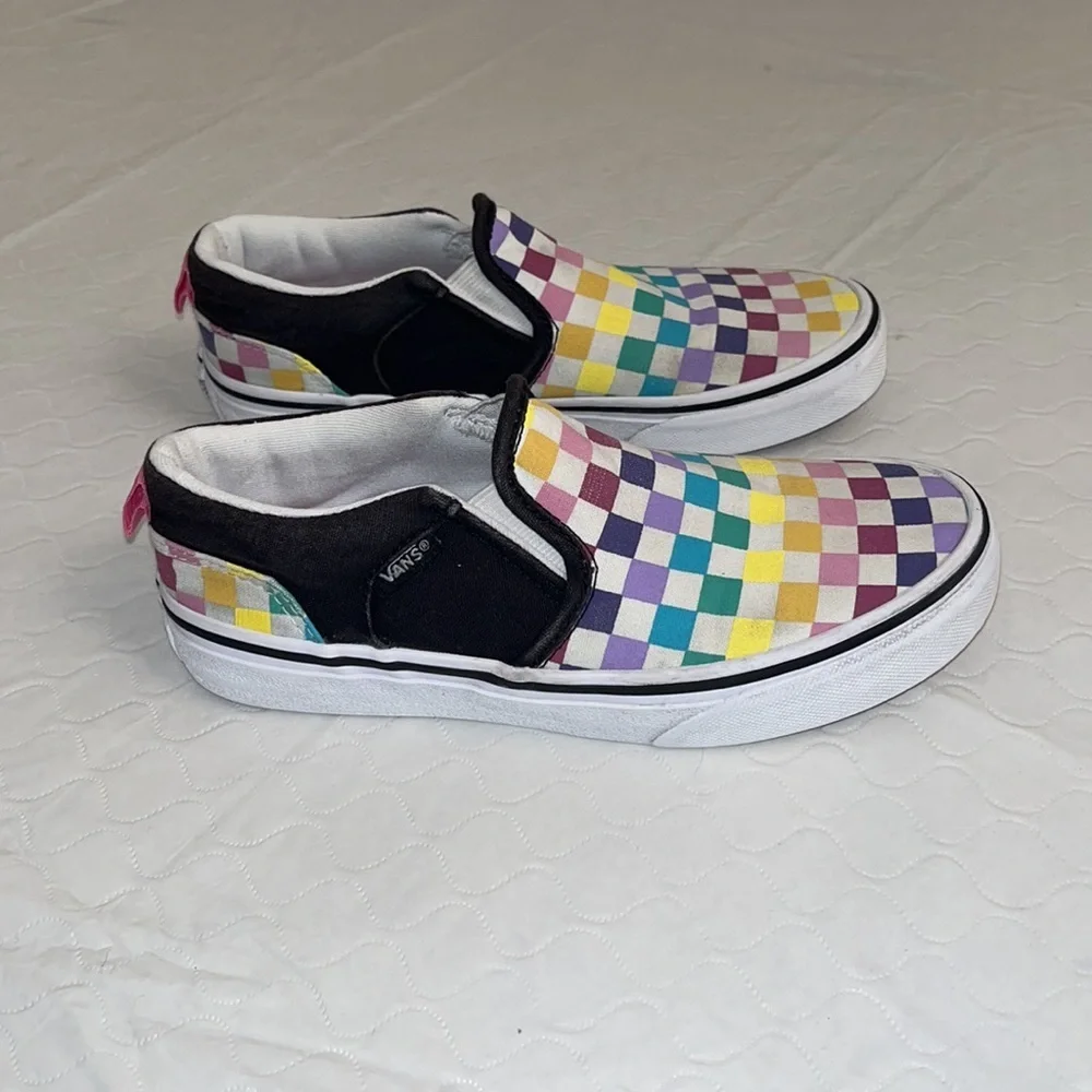 Vans | Shoes | Vans Asher Missy Rainbow Party Multicolor Checkerboard ...